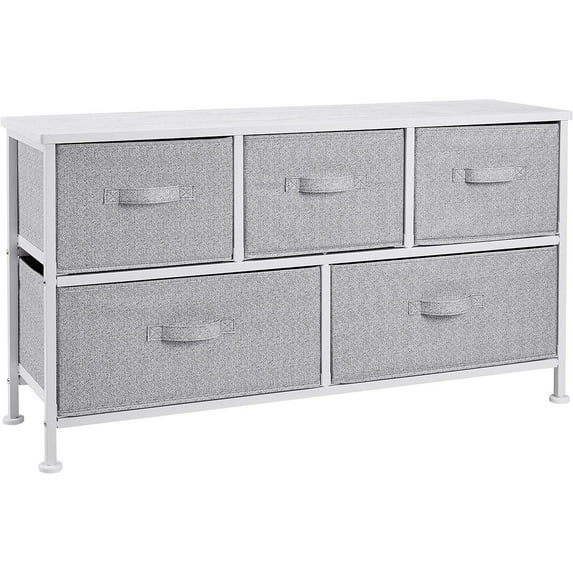 Basics Extra Wide Fabric 5-Drawer Storage Organizer Unit for Closet ...