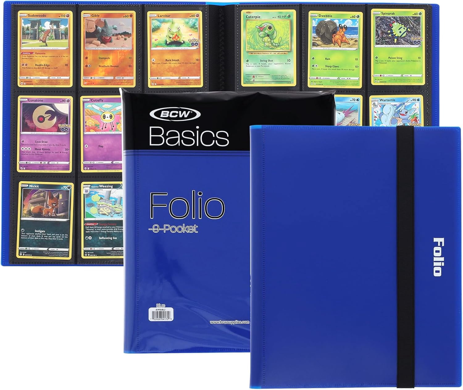Basics Folio 9-Pocket Card Album - Blue | Archival Safe, Side-Loading ...