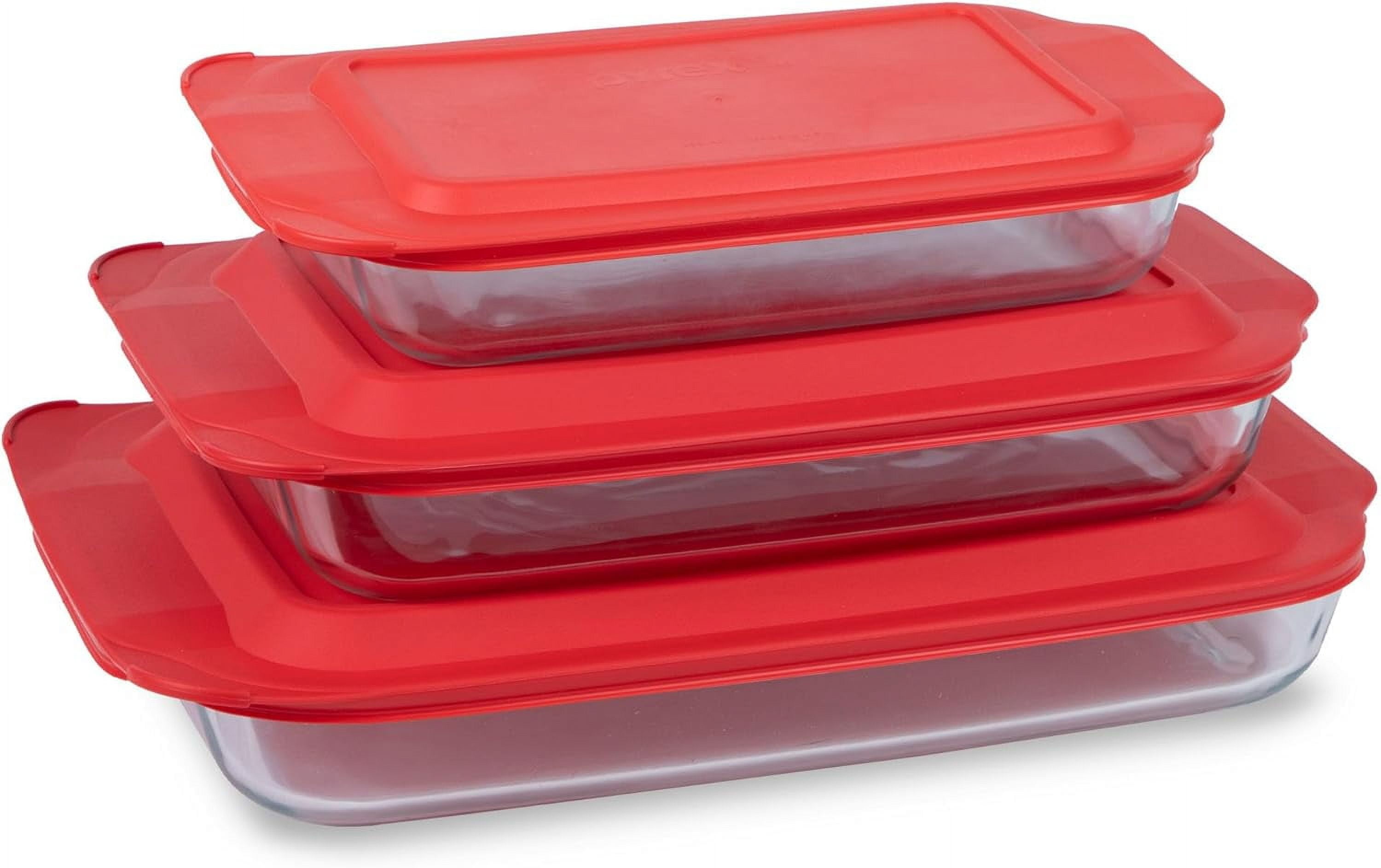 Basics Glass Baking Dish Set With BPA-Free Lids, Rectangular Glass ...