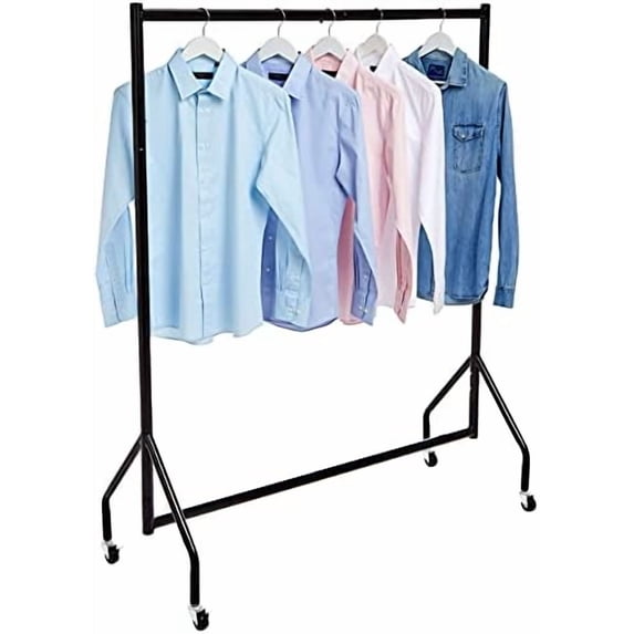 Basics Heavy Duty Rolling Garment Rack, Hanging Clothes Organizer Rail ...