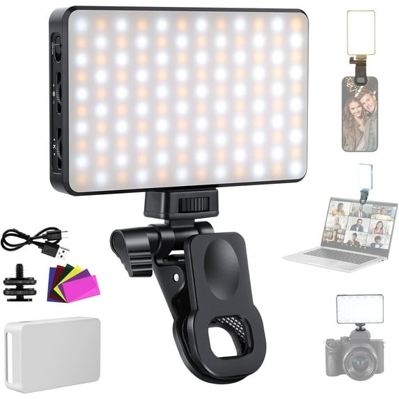 Basics LED Selfie Phone Light, Rechargeable 2500-9000K Clip On Fill ...