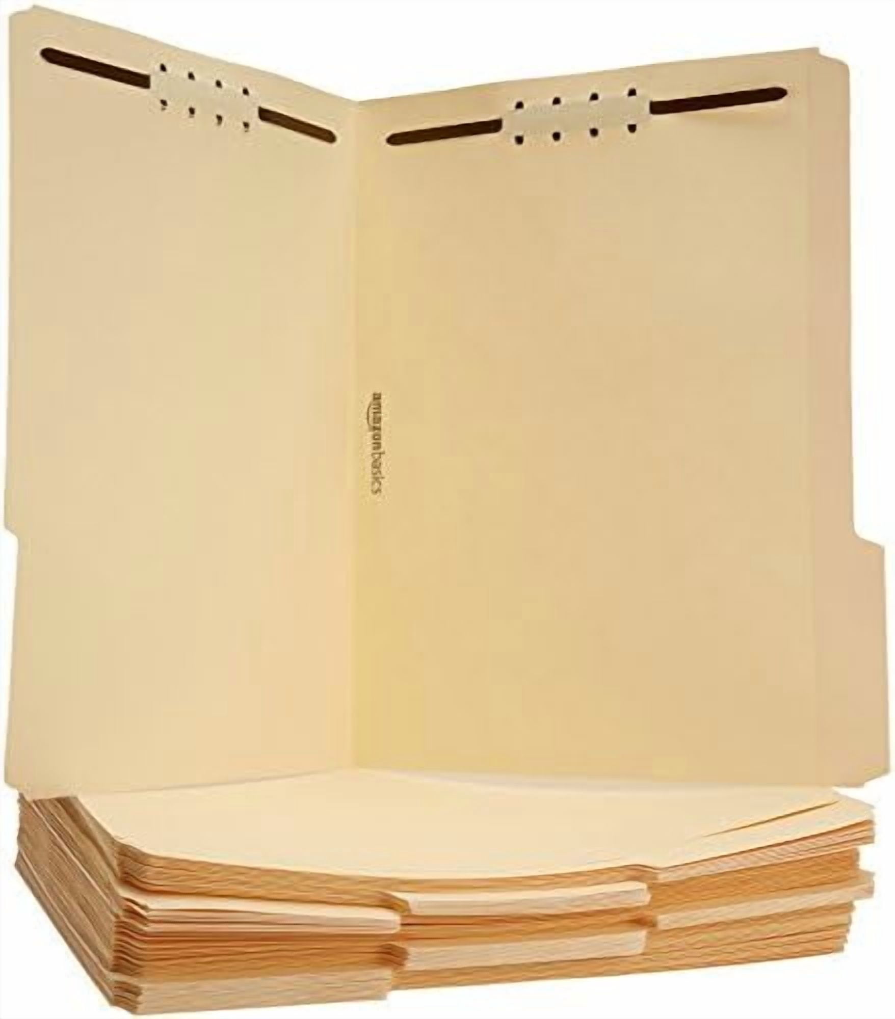 Basics Manila File Folders with Fasteners for Organized Filing, Letter ...