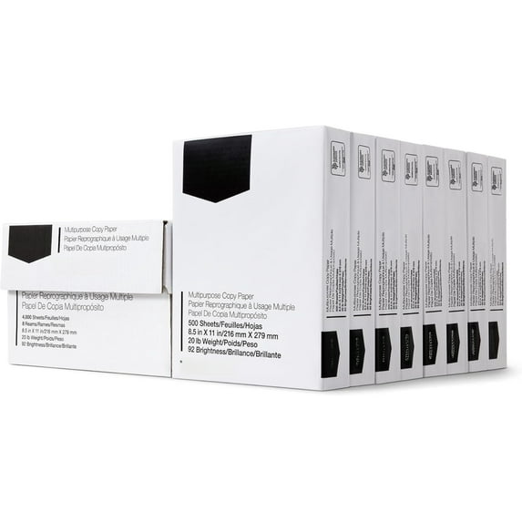 Basics Multipurpose Copy Printer Paper, 20 lb, 8.5 x 11 Inches, 8 Reams ...