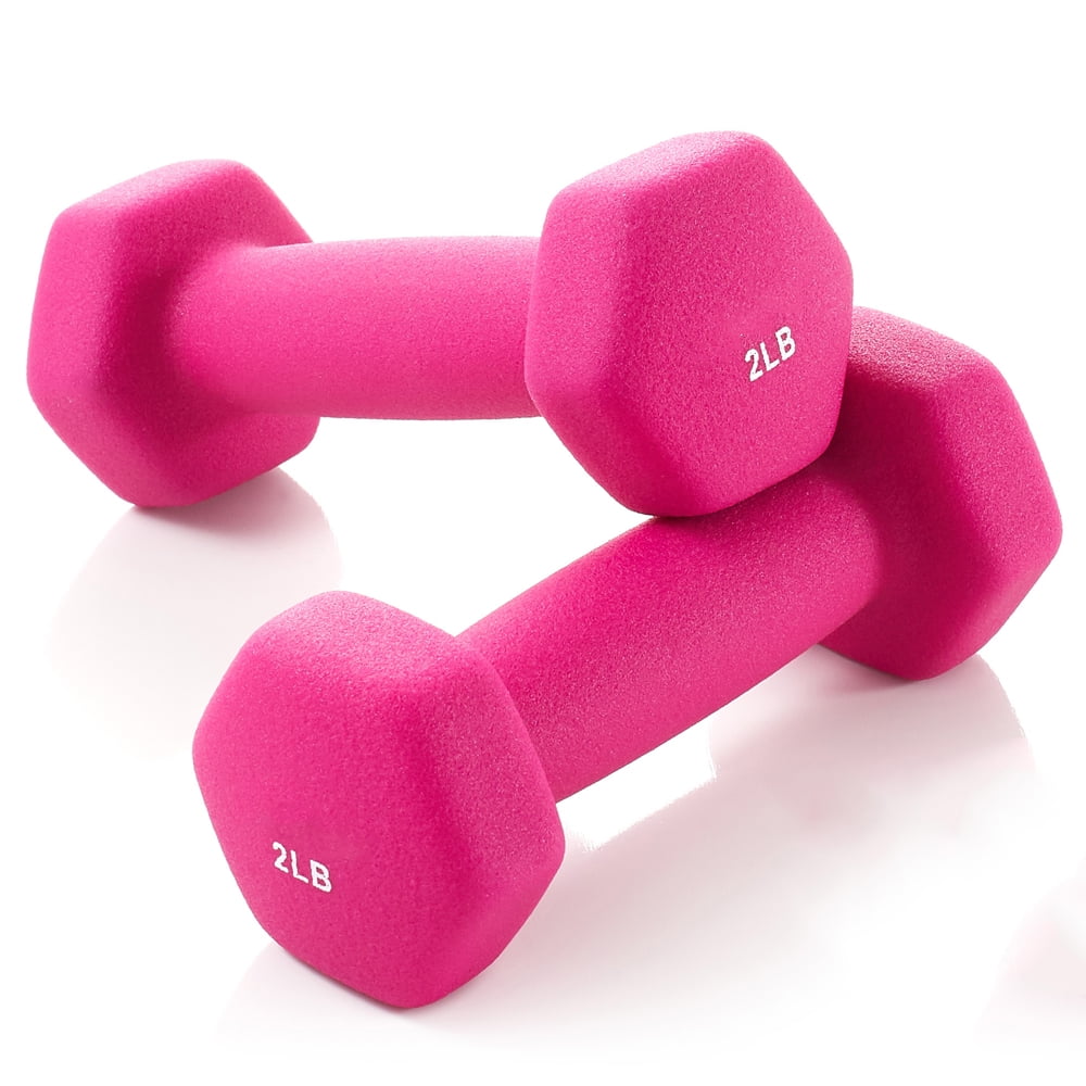 Basics Neoprene Workout Dumbbell Pink 2lb Neoprene Hex Dumbbell Hand ...