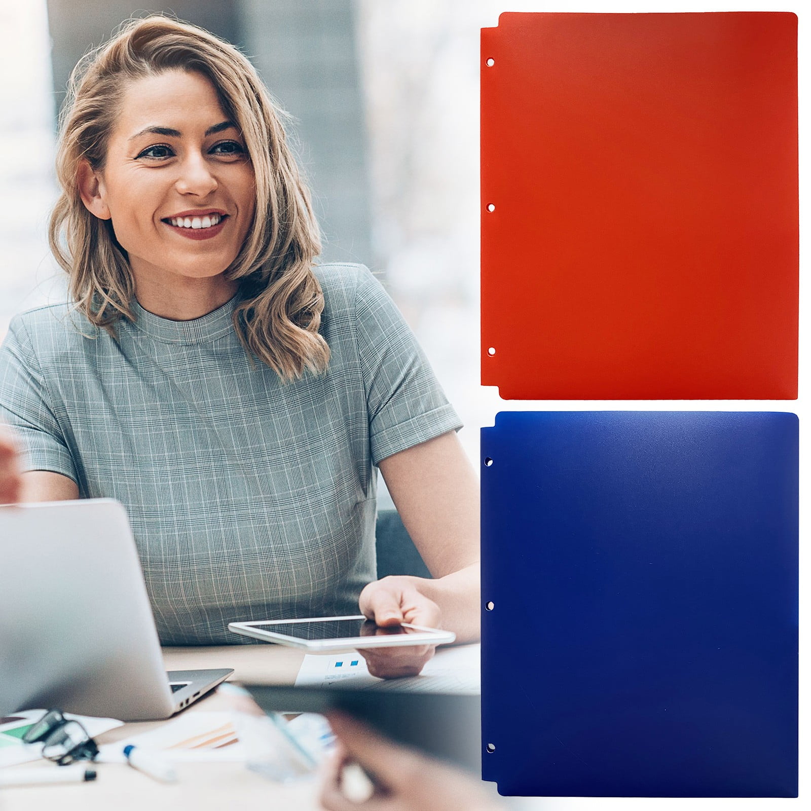 Basics Plastic 3 Hole Punch Folders With 2 Pockets 8.5 X 11 Inches， Folders(C) - Walmart.com