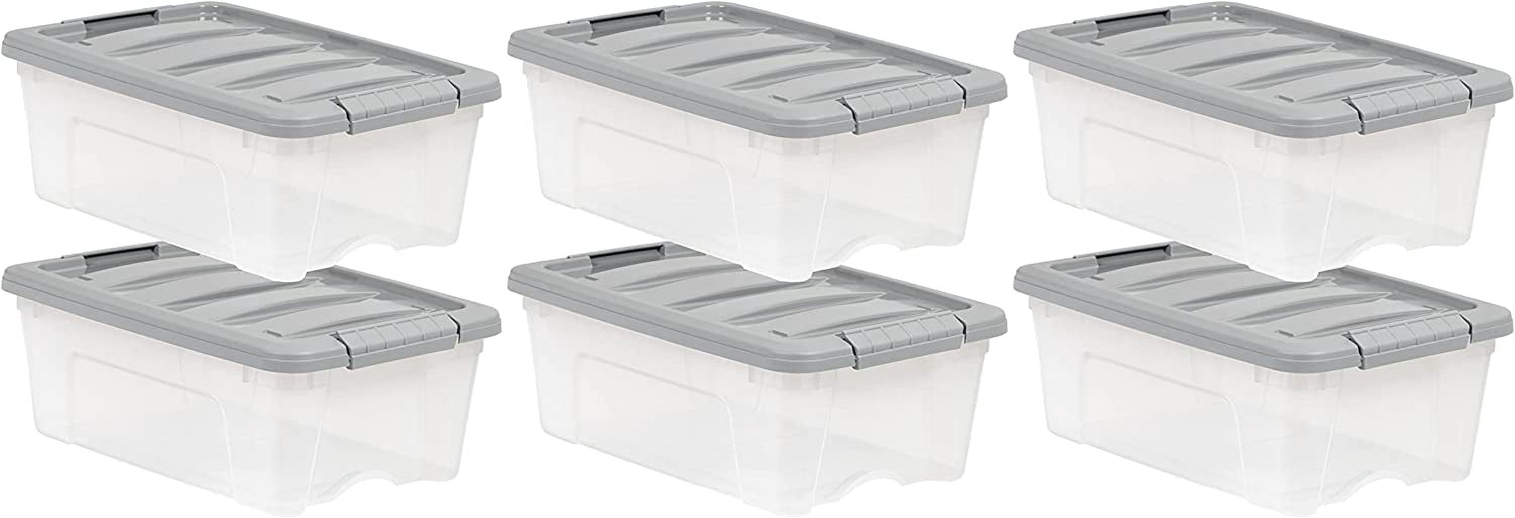 Basics Plastic Storage Containers with Secure Latching Lids, Stackable ...