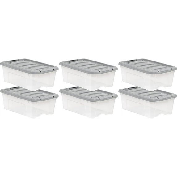 Basics Plastic Storage Containers with Secure Latching Lids, Stackable ...