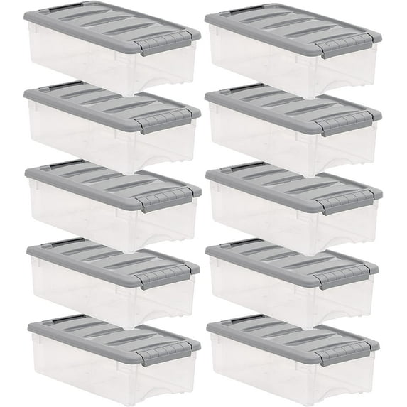 Basics Plastic Storage Containers with Secure Latching Lids, Stackable ...