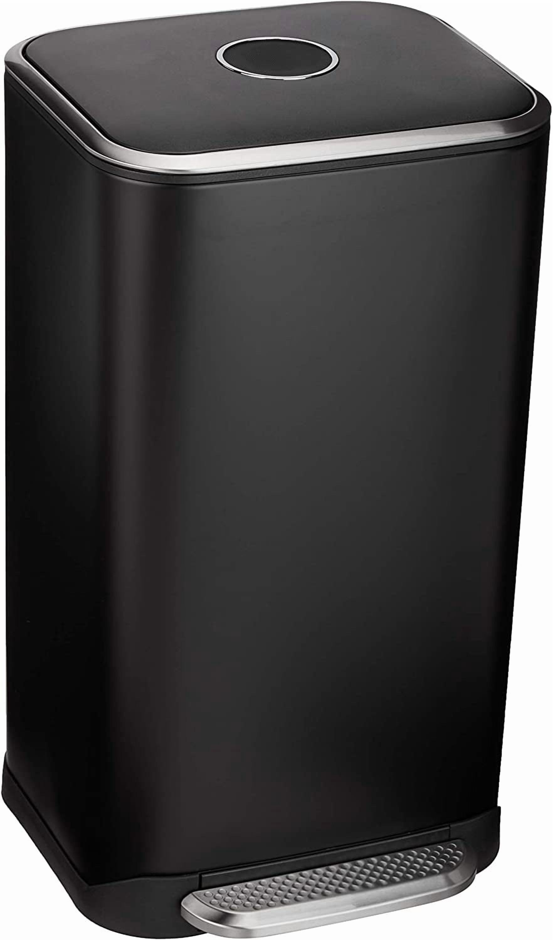 Basics Rectangular Metal Trash Can With Soft-Close Foot Pedal, 32 liter ...