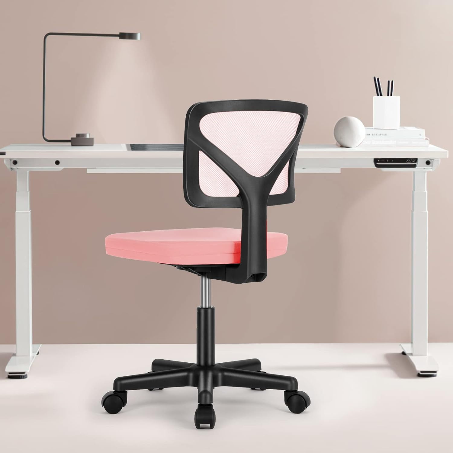 Basics Rolling Desk Chair, Adjustable, Low Back, Padded Seat ...