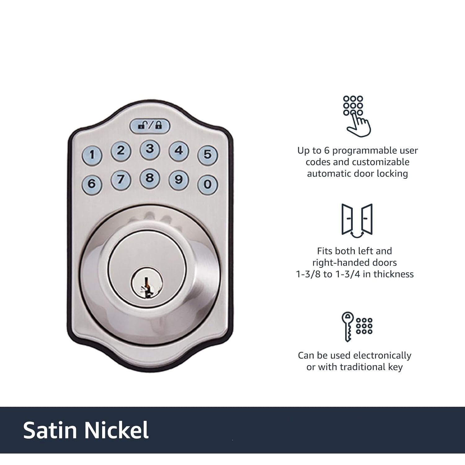 Basics Traditional Electronic Keyless Keypad Deadbolt Door Lock ...