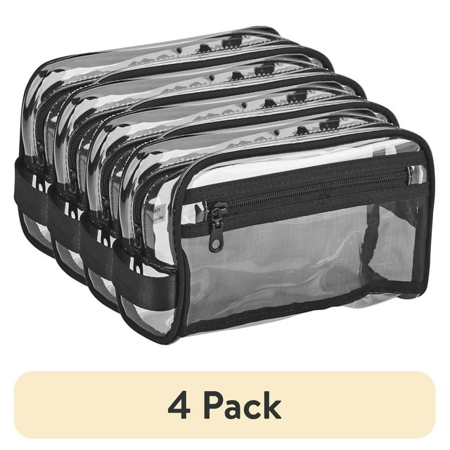 (4 pack) Basics Transparent PVC with Black Webbed Handle & Piping with ...