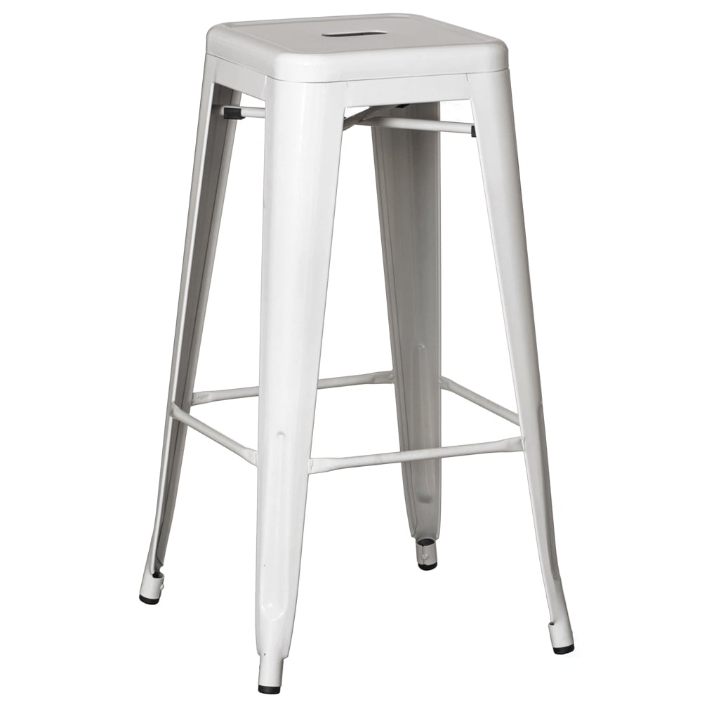Basicwise 30-inch Backless Metal Bar Stool Stackable Heavy-Duty Counter ...
