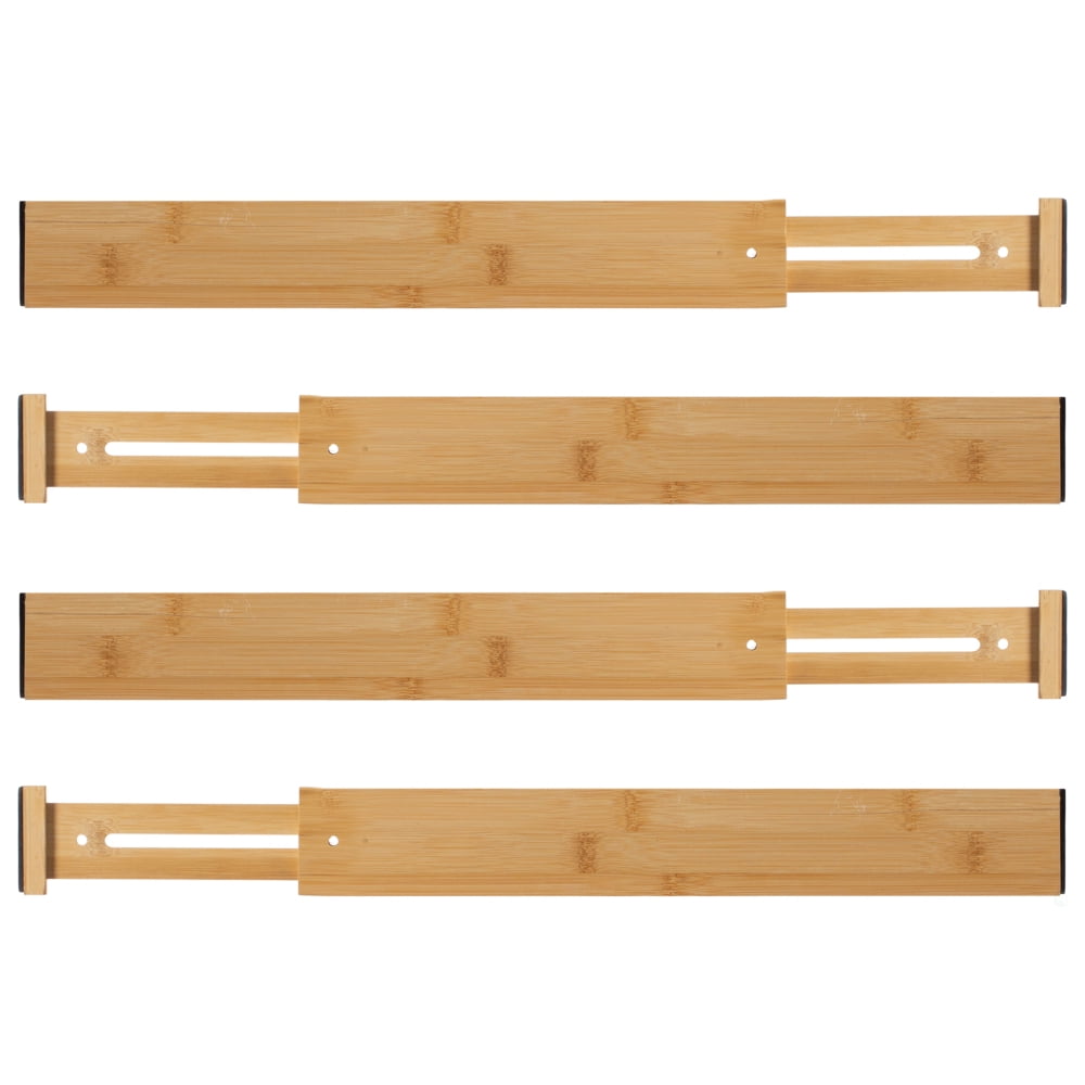 Basicwise 4 Piece Bamboo Expandable Drawer Dividers Adjustable Spring ...