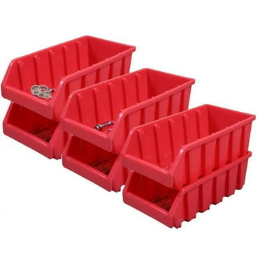 Basicwise "Stackable Plastic Storage Container, Blue Stacking Bins ...