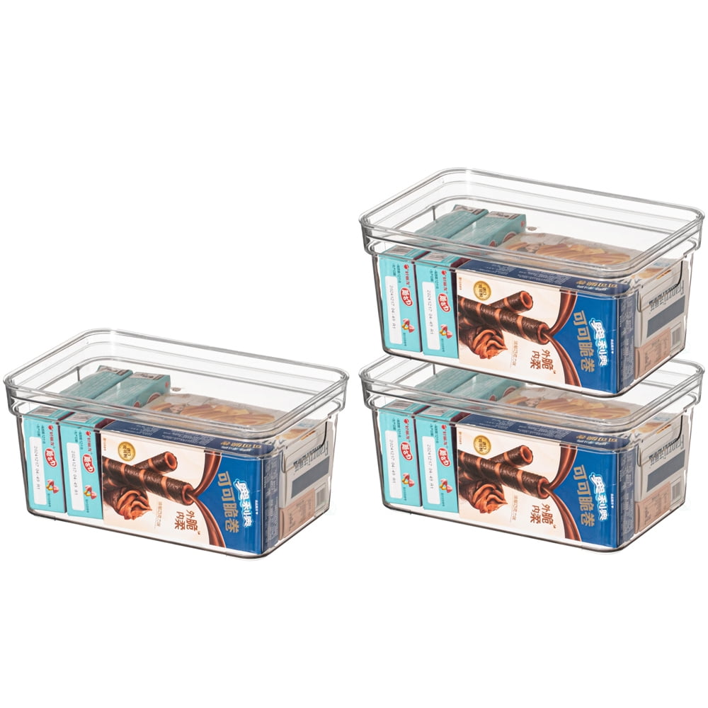 Basicwise Set of 3 Small Clear Storage Containers with Lid For Kitchen ...