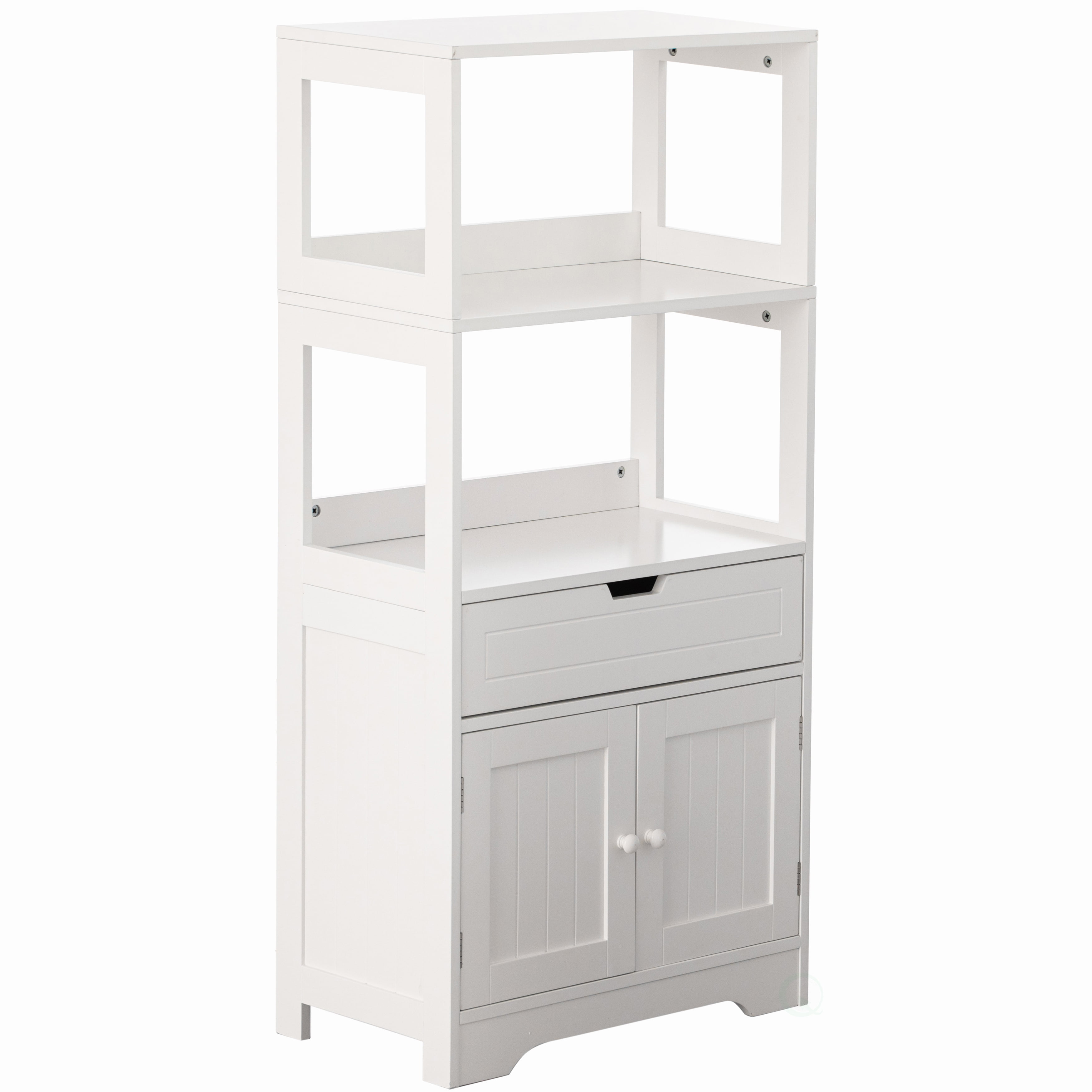 Basicwise Tall Freestanding Wooden Storage Vanity, Kitchen Pantry, and ...