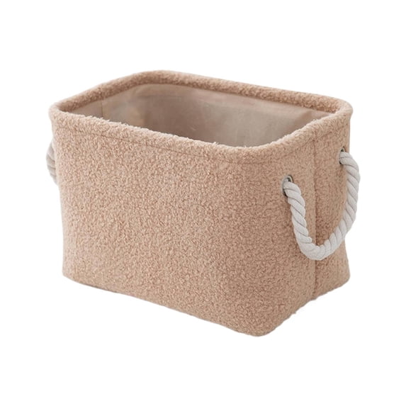 Basiess Soft Faux Fleece Storage Basket with Handles, Mini Laundry ...