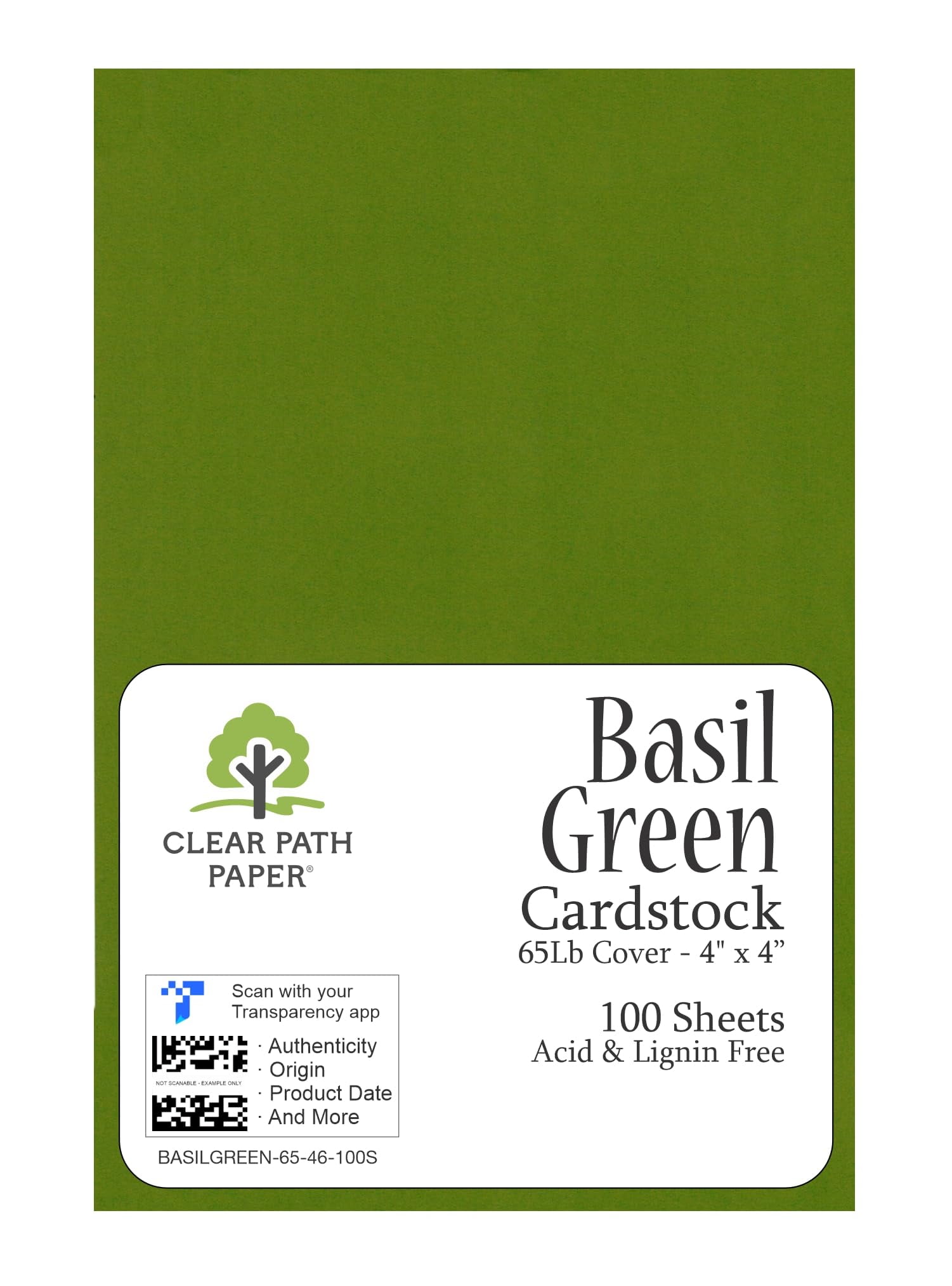 Basil Green Cardstock - 4 x 6 inch - 65Lb Cover - 100 Sheets - Clear ...