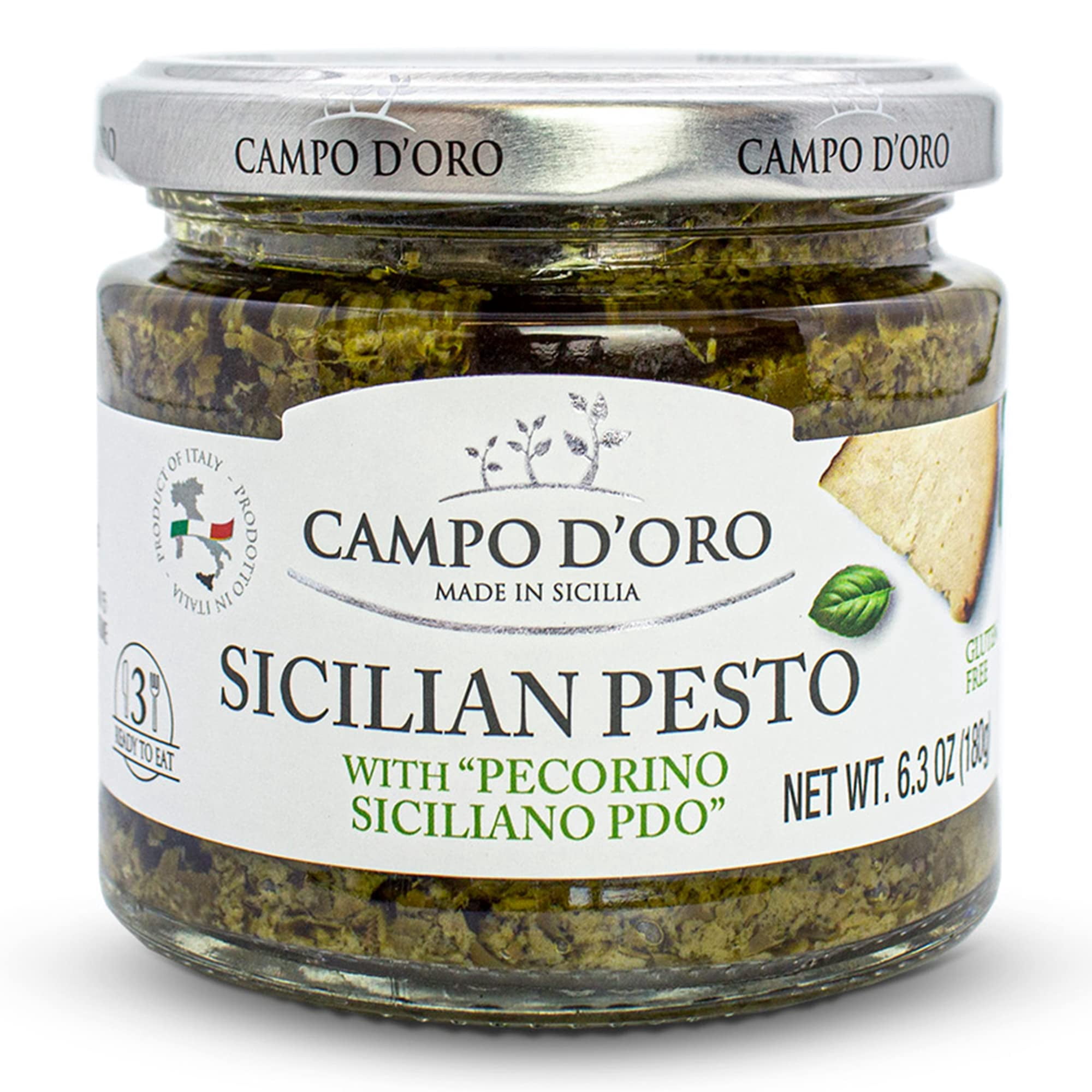 - Basil Pesto With Pecorino Sicilian Creamy Recipe. Net Wt 6.35 Campo D ...
