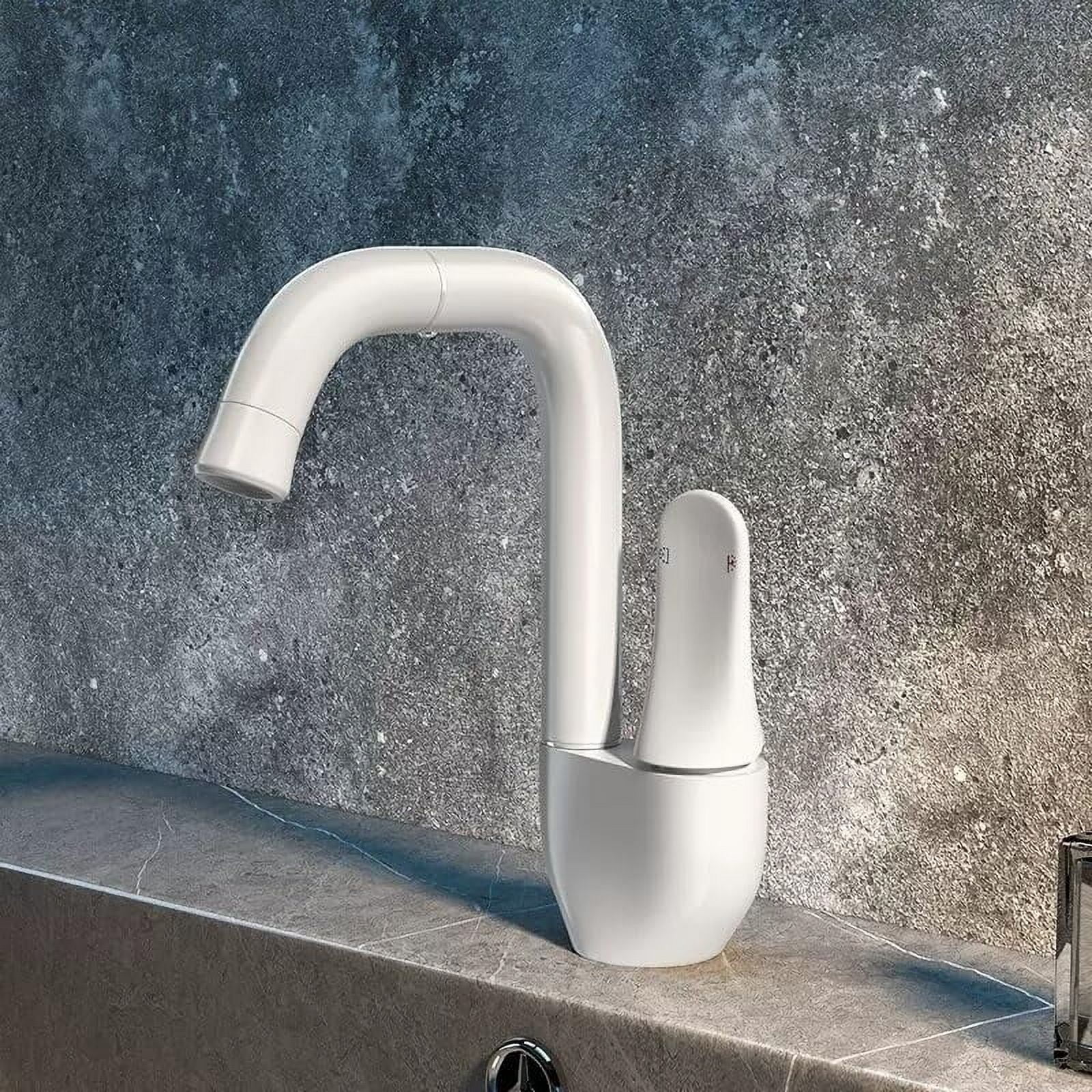 Basin Faucet Bathroom Hot Cold White and Gray Mixer Crane Deck Single ...