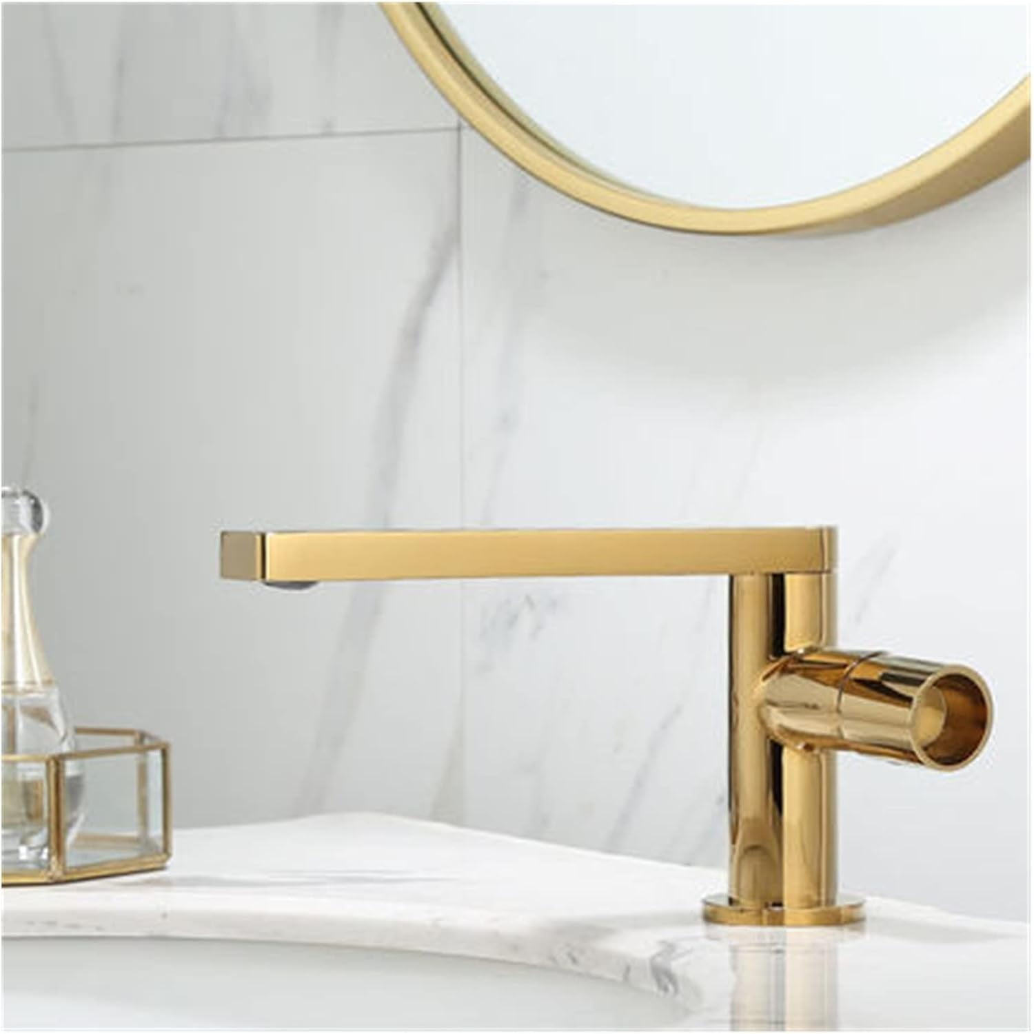 Basin Faucet Bathroom Single Lever Hot and Cold Solid Brass Water Mixer ...
