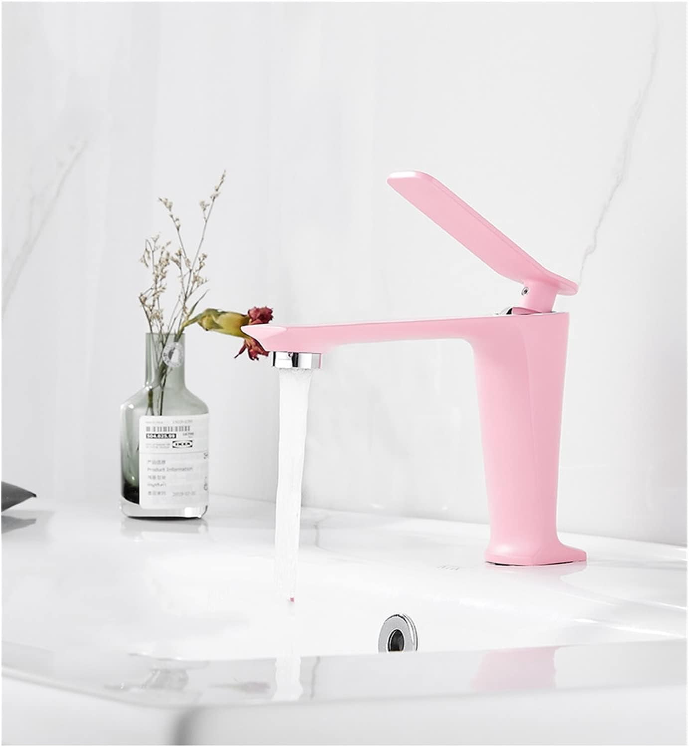 Basin Faucet Bathroom Sink Faucet Single Handle Hole Pink Faucet Basin ...
