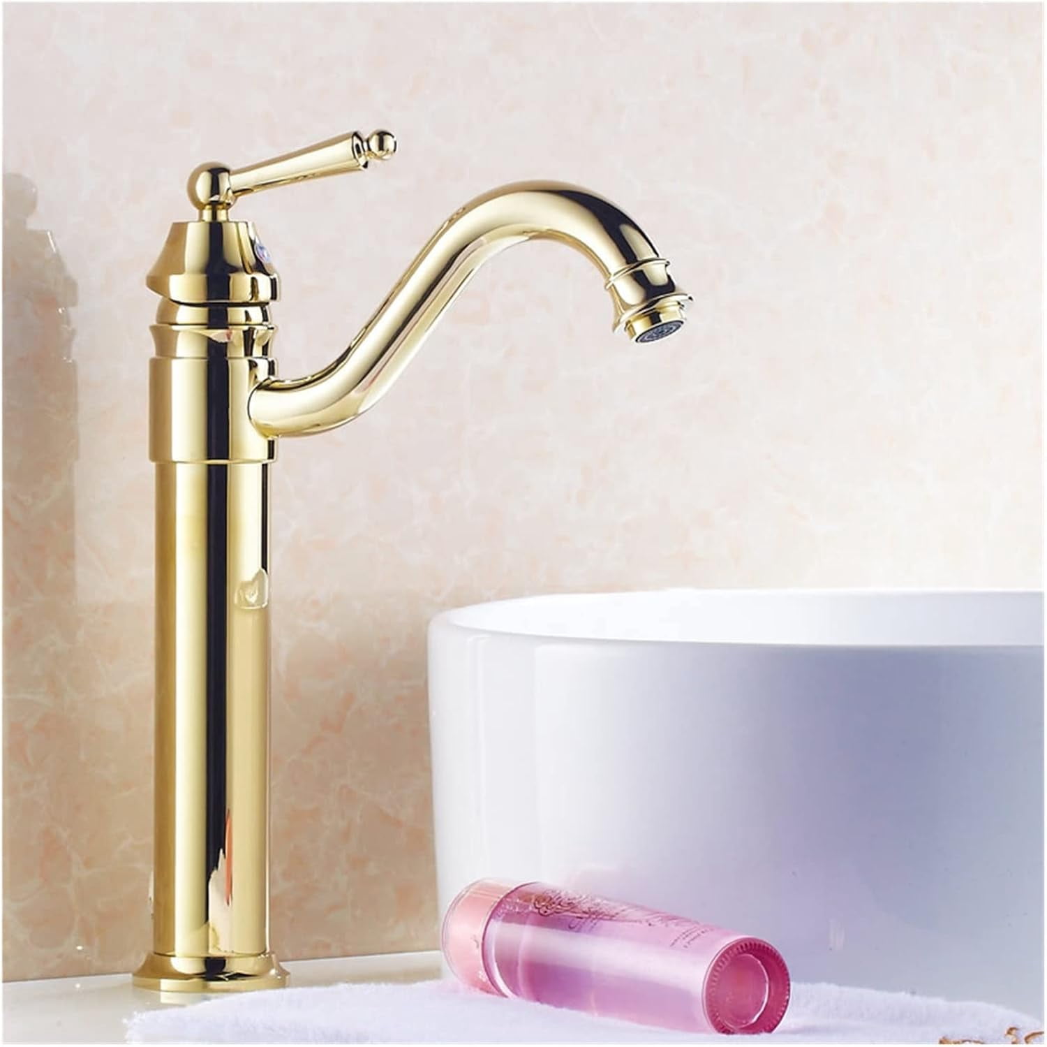 Basin Faucet Bathroom Sink Faucets Hot Cold Water Mixer Crane Deck Mounted Rotation Single Hole ...