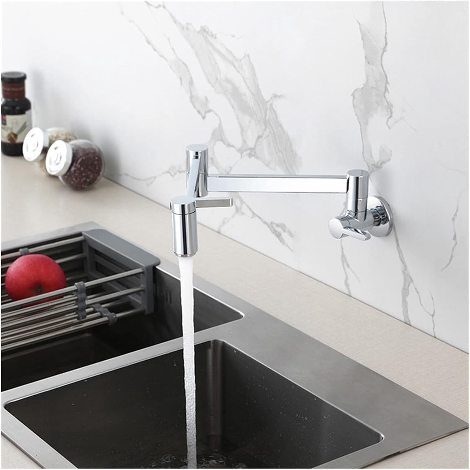 Basin Faucet Bathroom Wall Mounted Single Cold Solid Brass Water Mixer ...