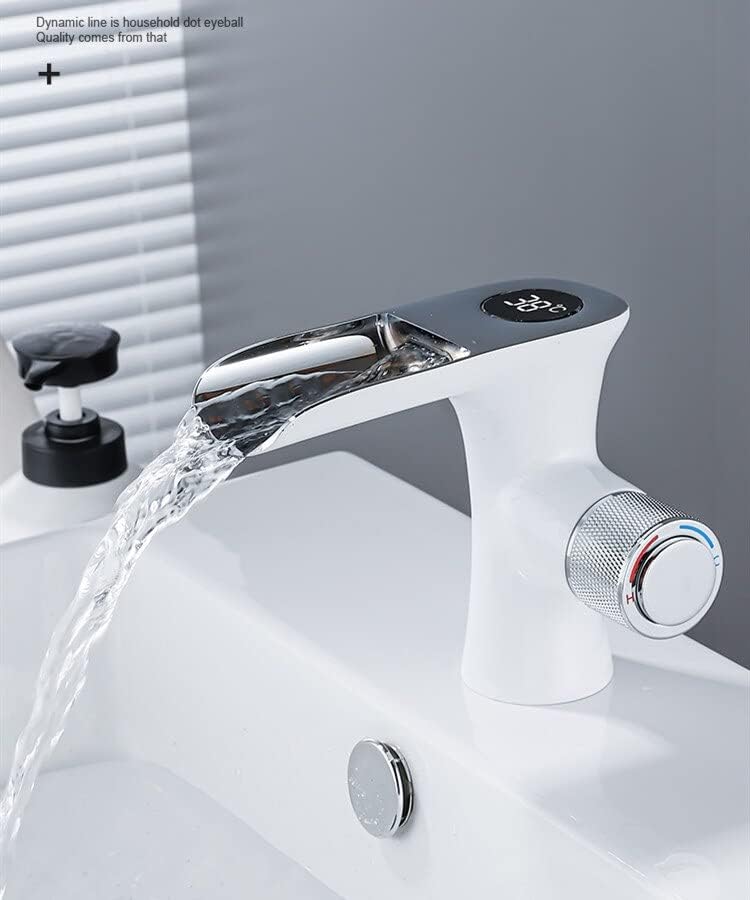 Basin Faucet Black Bathroom Hot and Cold Temerature Digital Show Brass ...