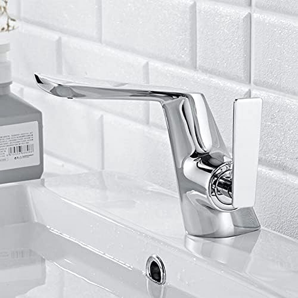 Basin Faucet Black/Silver Modern Brass Basin Mixer Tap Bathroom Faucet ...