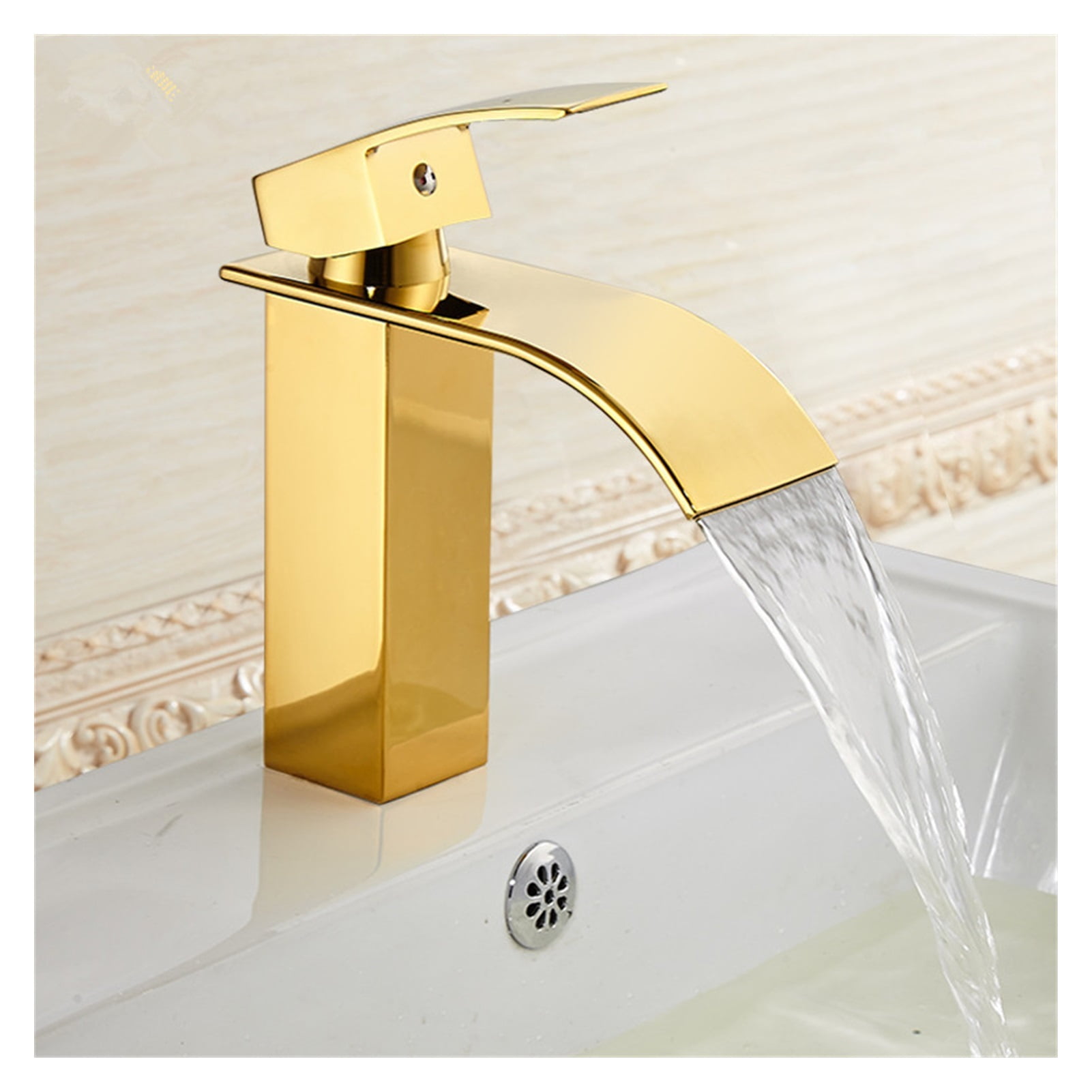 Basin Faucet Black Waterfall Faucet Mixer Tap Brass Bathroom Faucet ...