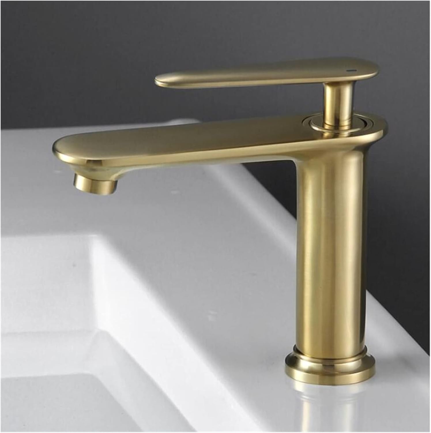 Basin Faucet Brush Gold Solid Brass Sink Mixer Tap Hot and Cold Unique ...