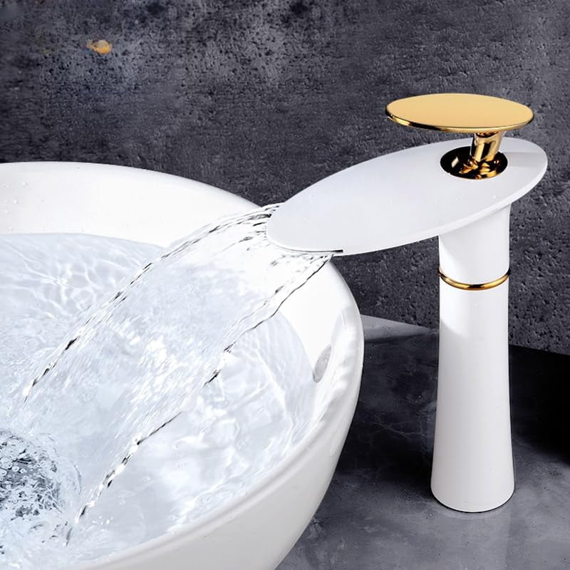 Basin Faucet Cold and Hot Water Waterfall Bathroom Faucet Single Handle ...