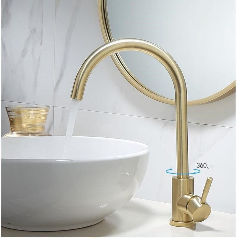 Basin Faucet Decked Single Lever hot Cold Basin Faucet Brush Gold 304 ...