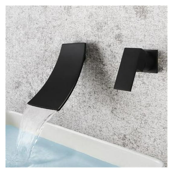 Basin Faucet Gold Bathroom Faucet In-Wall Black Waterfall Faucet Hot ...