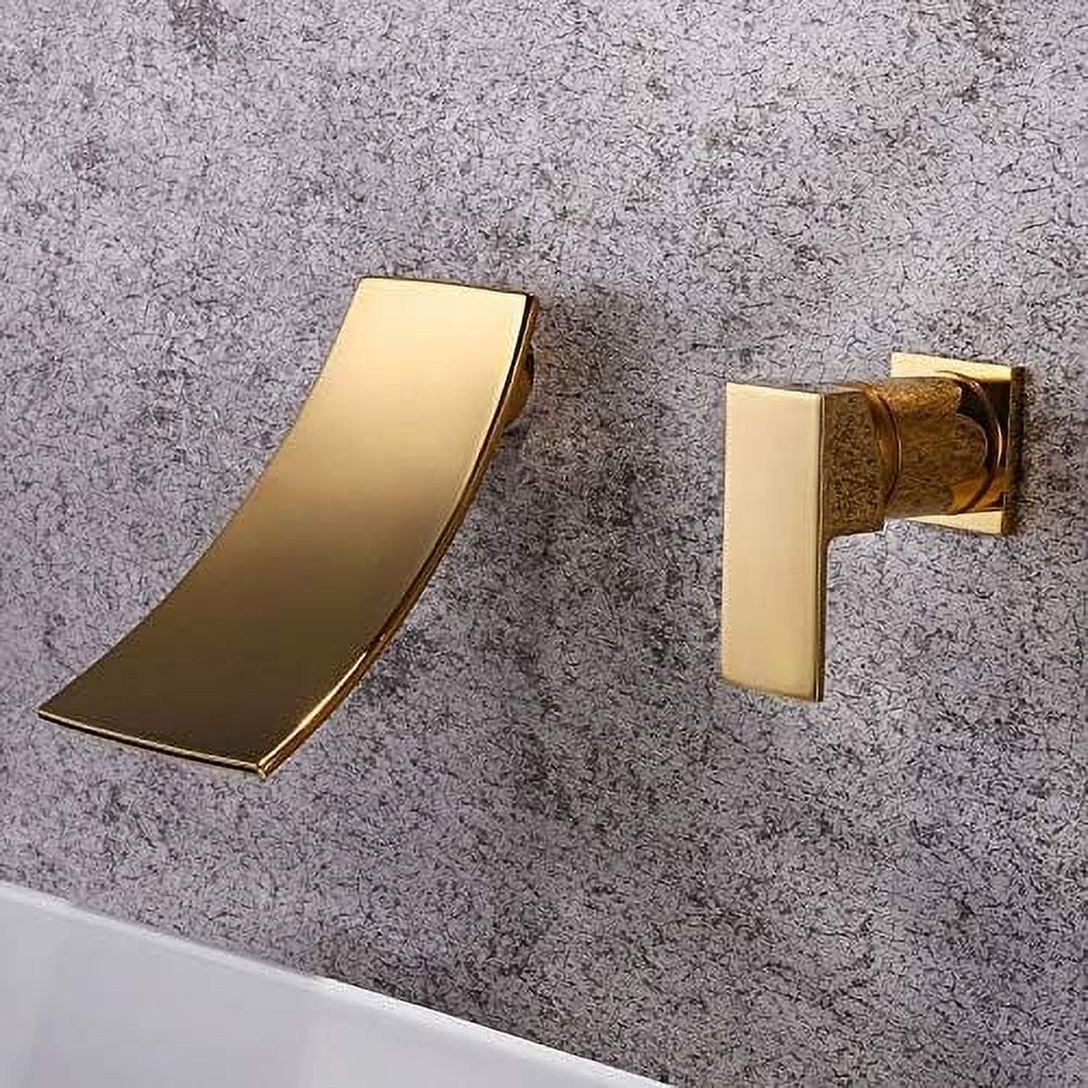 Basin Faucet Gold Bathroom Faucet in-Wall Black Waterfall Faucet Hot ...