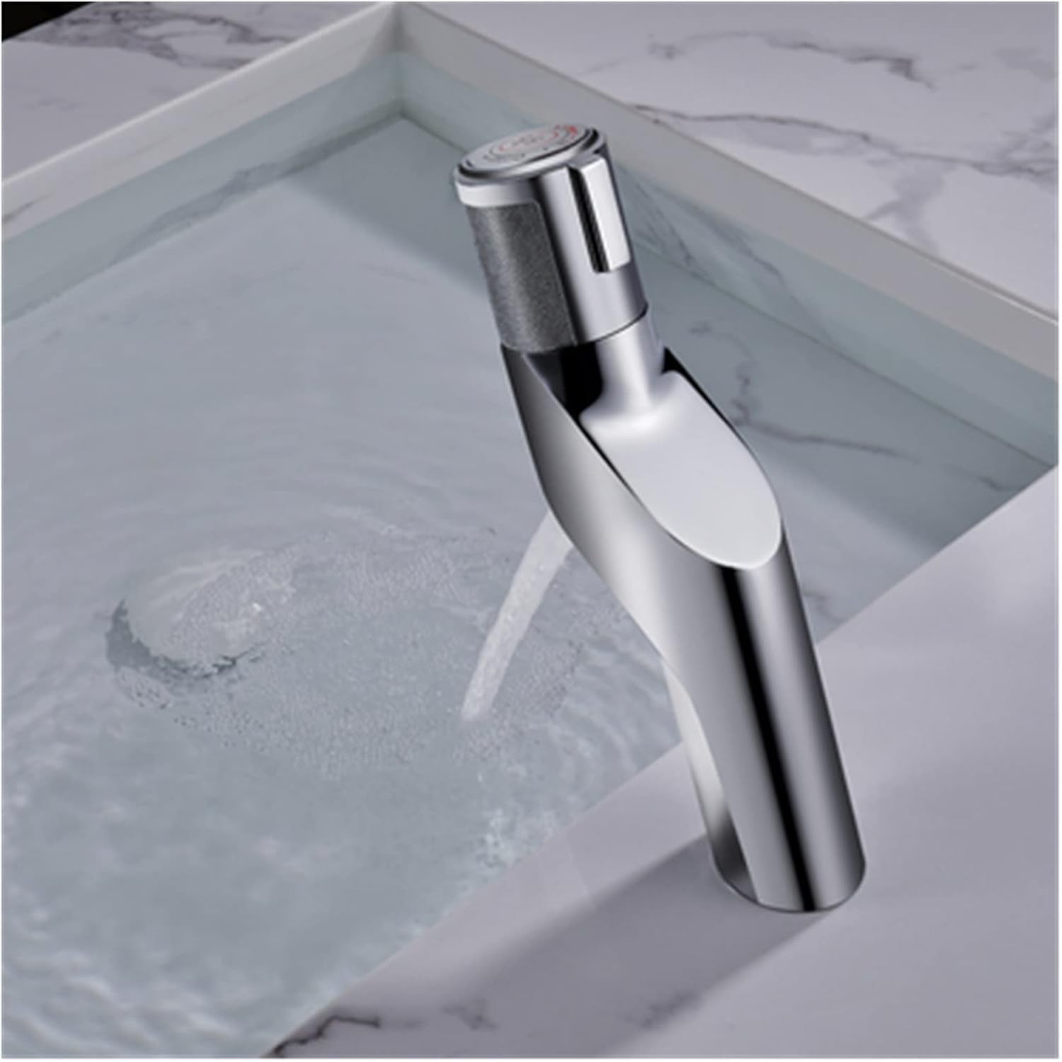 Basin Faucet Gold Bathroom Hot and Cold Push Button Brass Water Mixer ...