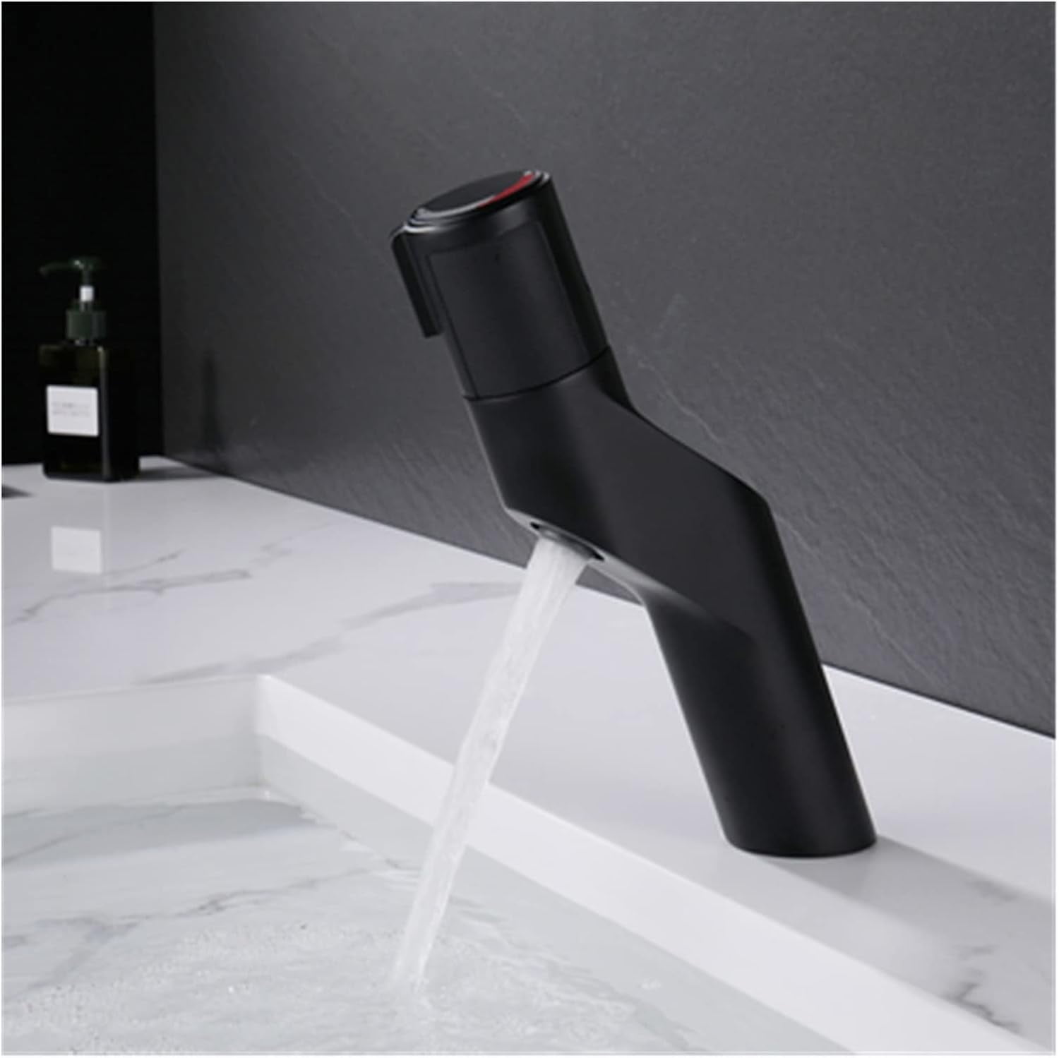 Basin Faucet Gold Bathroom Hot and Cold Push Button Brass Water Mixer ...