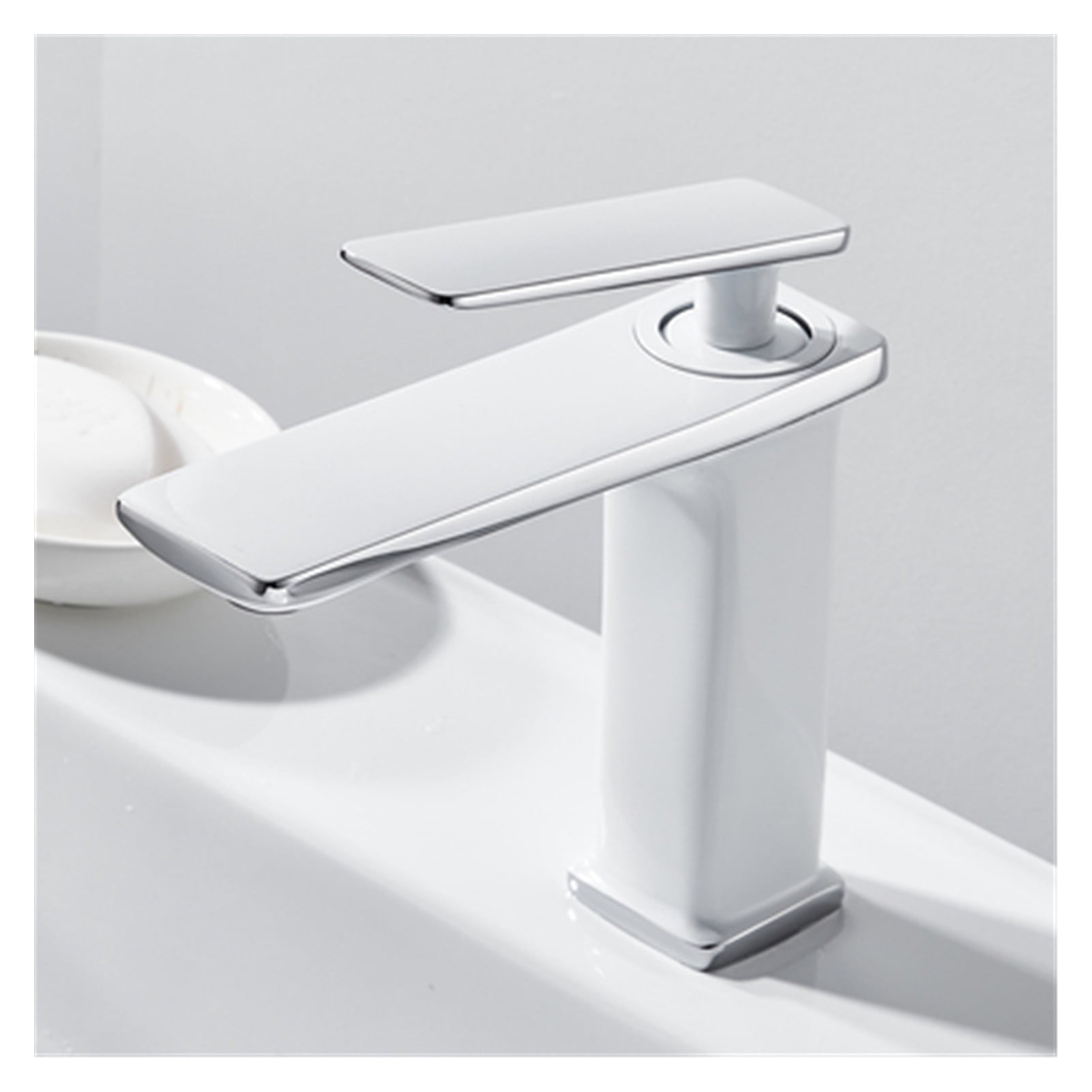 Basin Faucet Modern Gold Bathroom Mixer Tap White and Gold /Chrome Wash ...