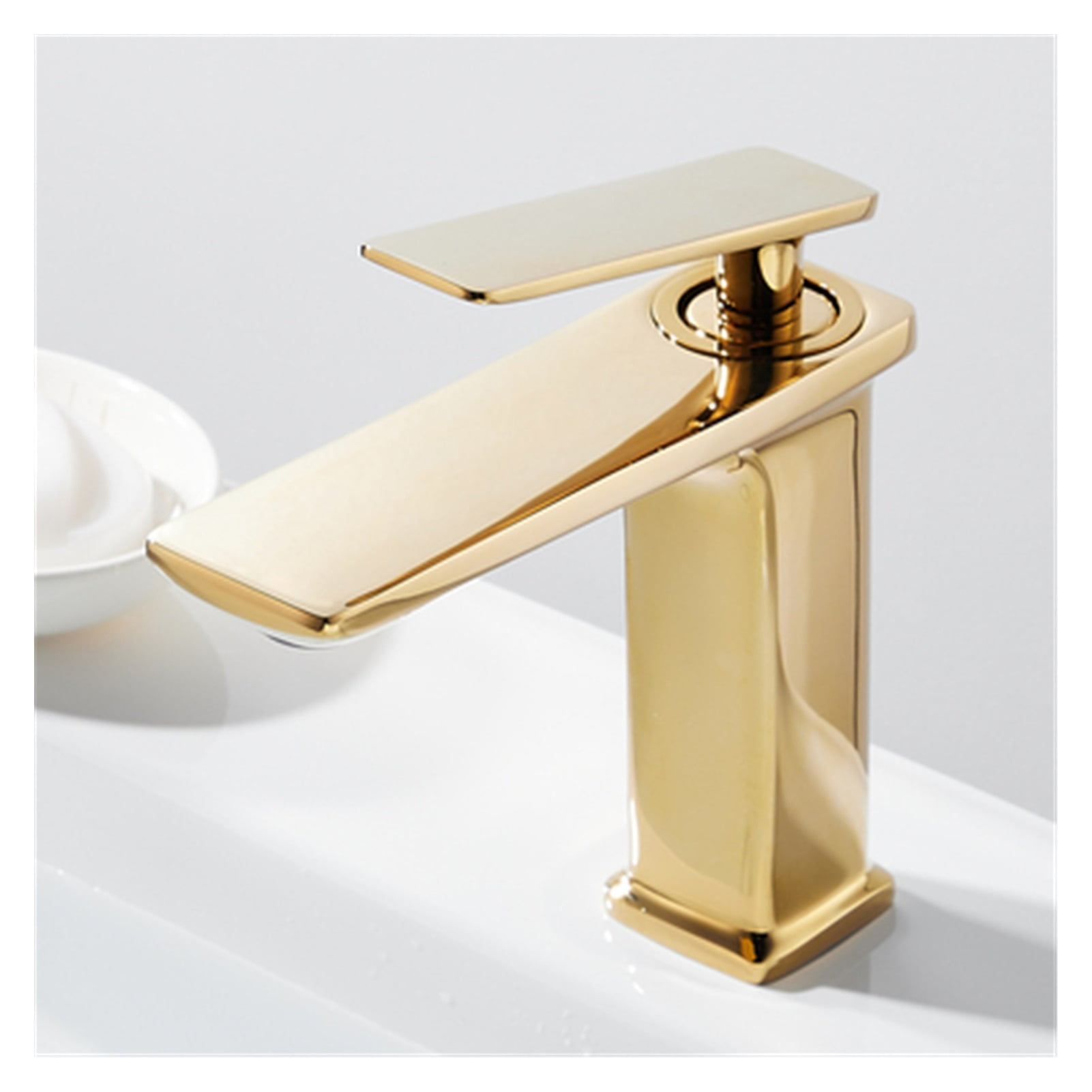 Basin Faucet Modern Gold Bathroom Mixer Tap White and Gold /Chrome Wash ...