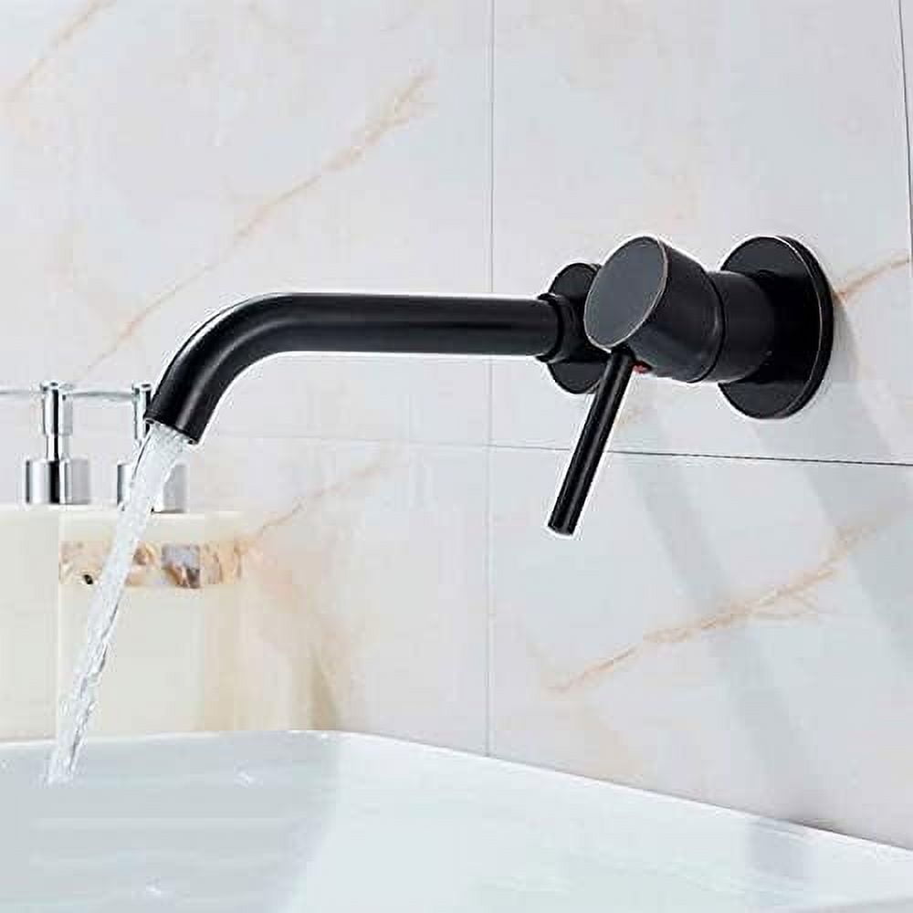 Basin Faucet Wall Mounted 2 Hole Modern Wall-Mount Mixer Tap Bathroom Sink Faucet Swivel Wall ...