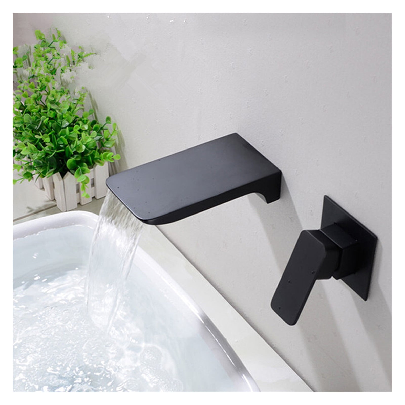Basin Faucet Wall Mounted Brushed Gold Bathroom Sink Faucet In-Wall ...