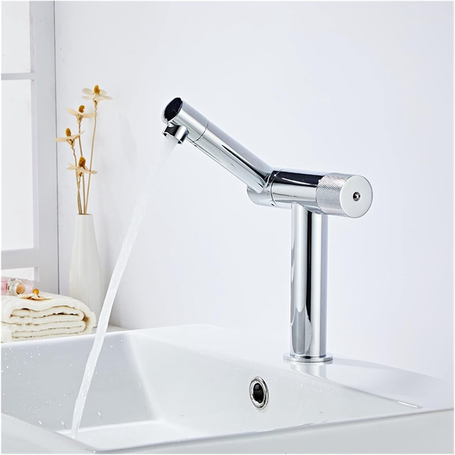 Basin Faucet Water Tap Bath 360 Degree Swivel Sliver Bathroom Faucet ...