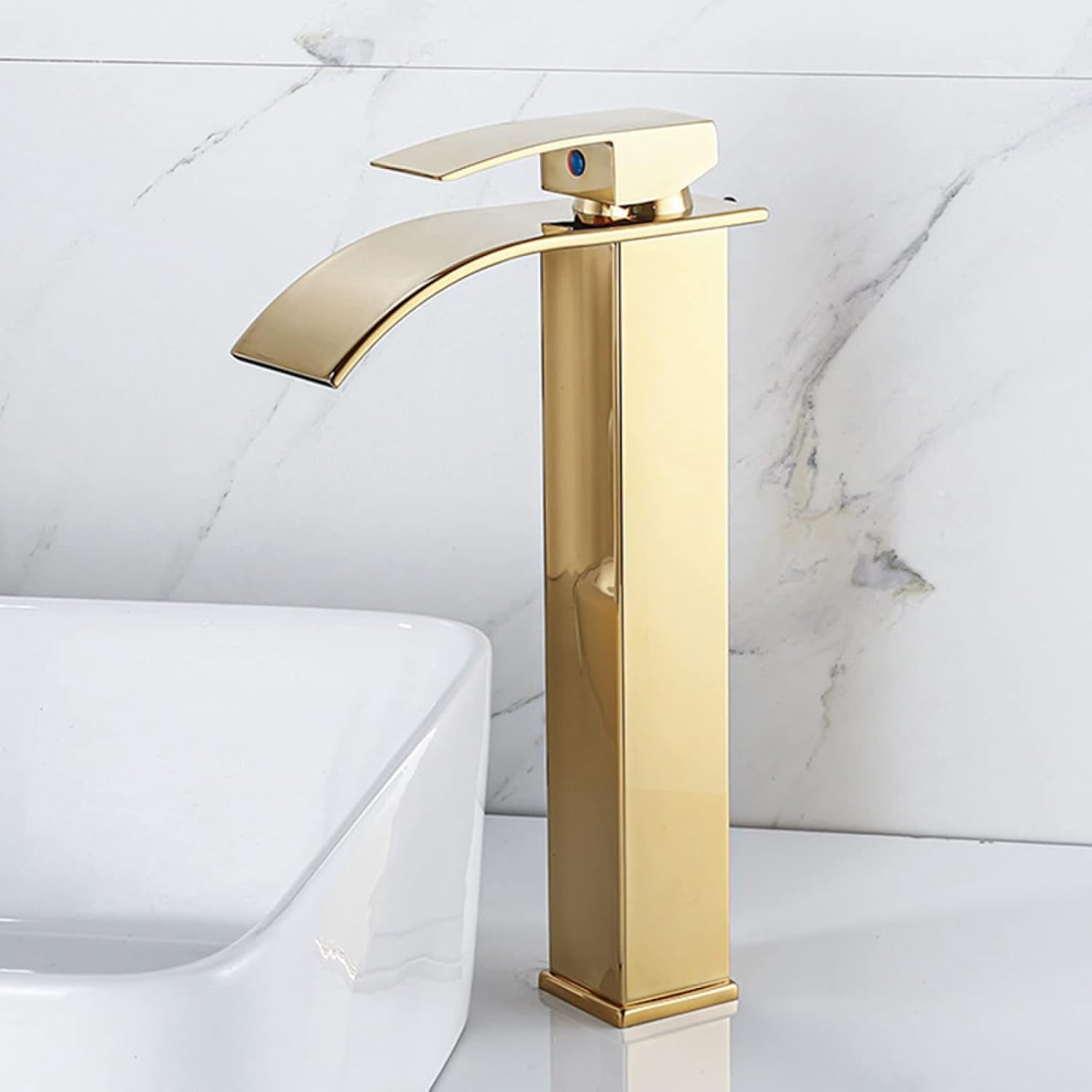 Basin Faucet Waterfall, Bathroom Sink Faucet Stainless Steel, Hot and ...