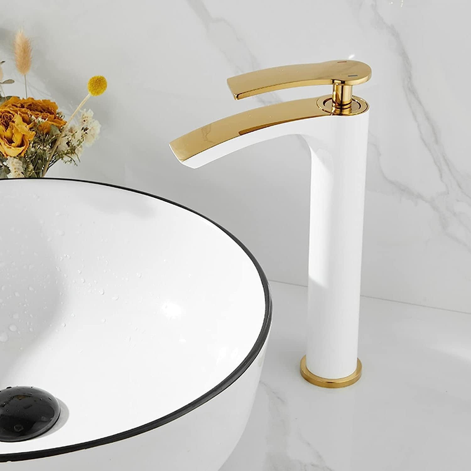 Basin Faucet Waterfall, Single Handle Basin Mixer Tap for Hot and Cold ...