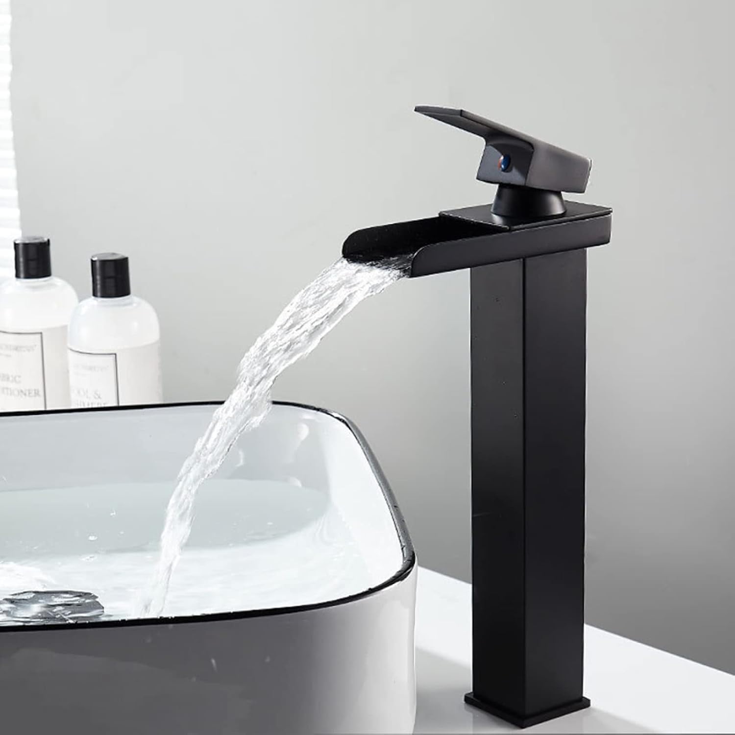 Basin Faucet Waterfall, Stainless Steel Bathroom Faucet, Hot and Cold ...