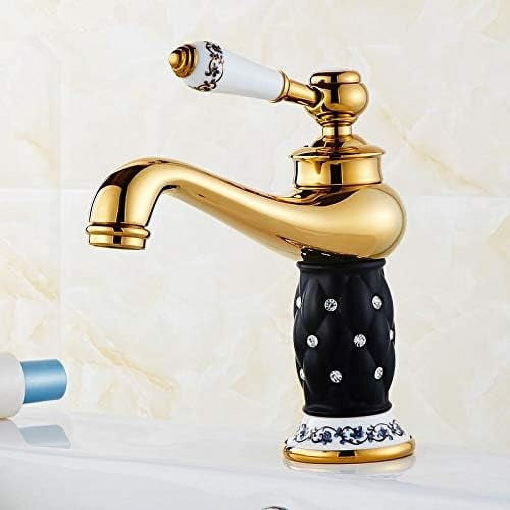 Basin Faucets Brass with Diamond Bathroom Faucet Gold Mixer Tap Single ...
