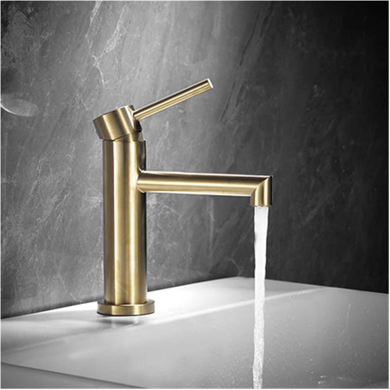 Basin Faucets Brush Gold Bathroom Faucet Single Handle Basin Mixer Tap ...