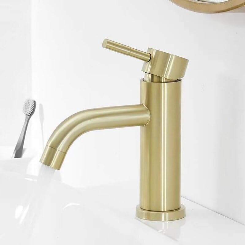 Basin Faucets Brushed Gold Stainless Steel Long Nozzle Wash-Basin Tap ...